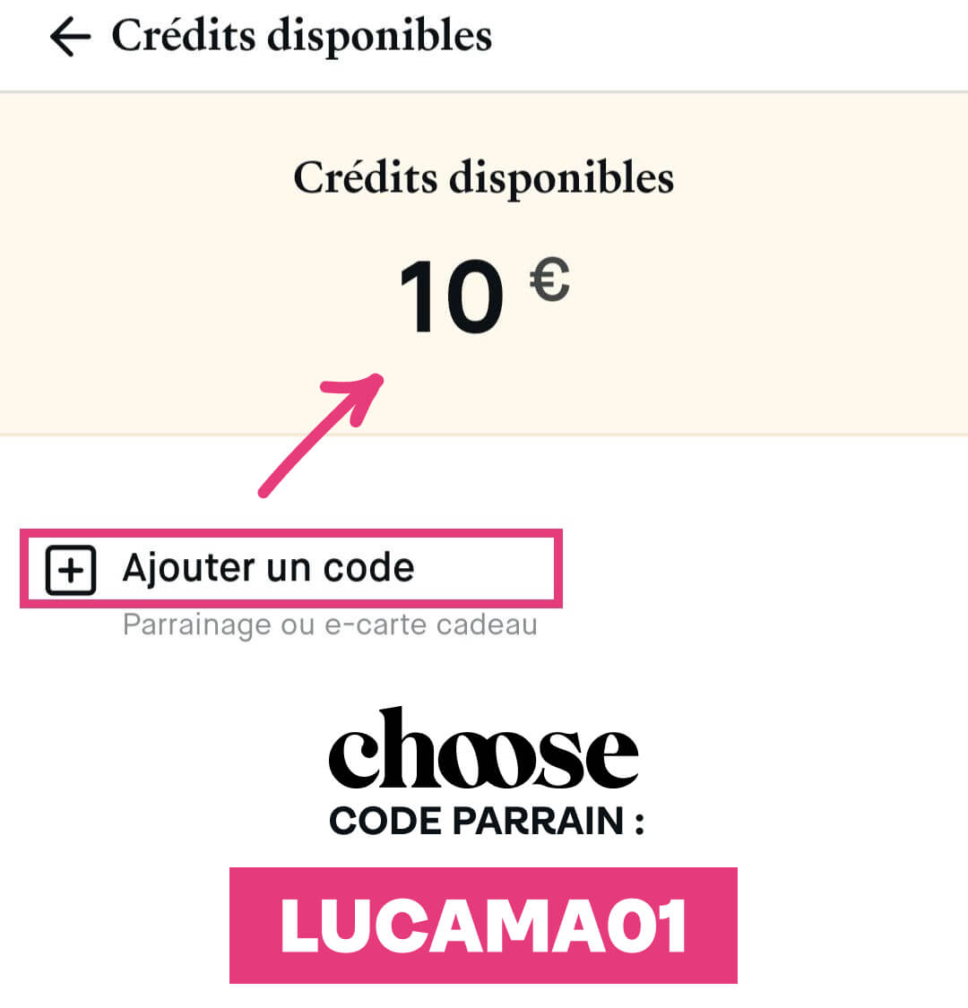 Code parrain Choose : 10€ offerts avec le code LUCAMA01